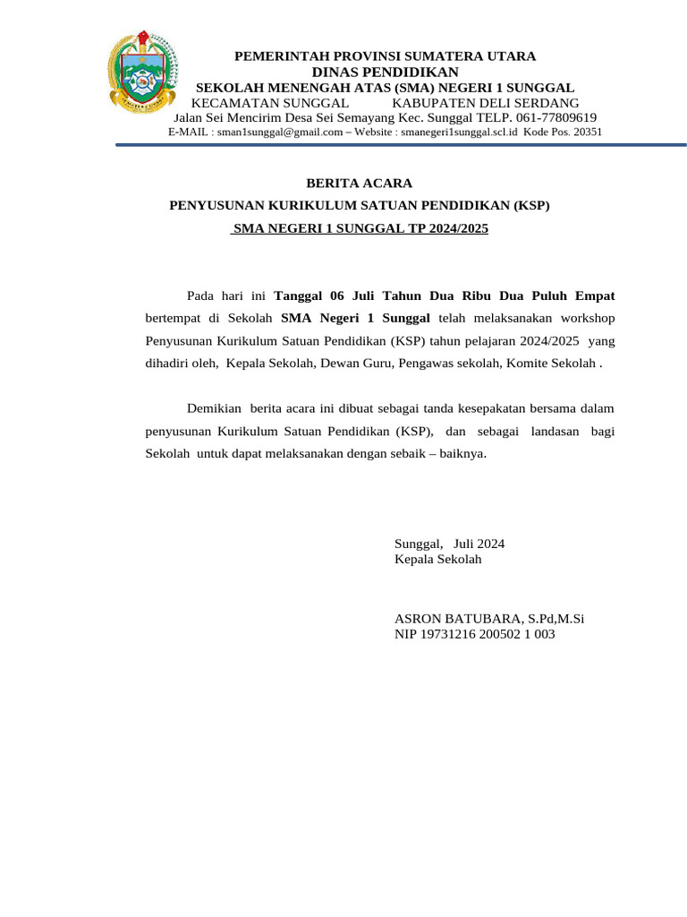 Berita Acara Penyusunan Kurikulum Daftar Hadir Dan Surat Undangan | PDF