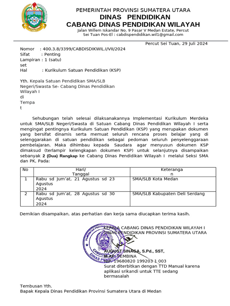 SURAT EDARAN Kurikulum Satuan Pendidikan (KSP) SMA-SLB CABDISDIK ...