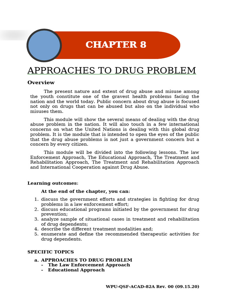 Module 8 Approaches To Drug Problems | PDF