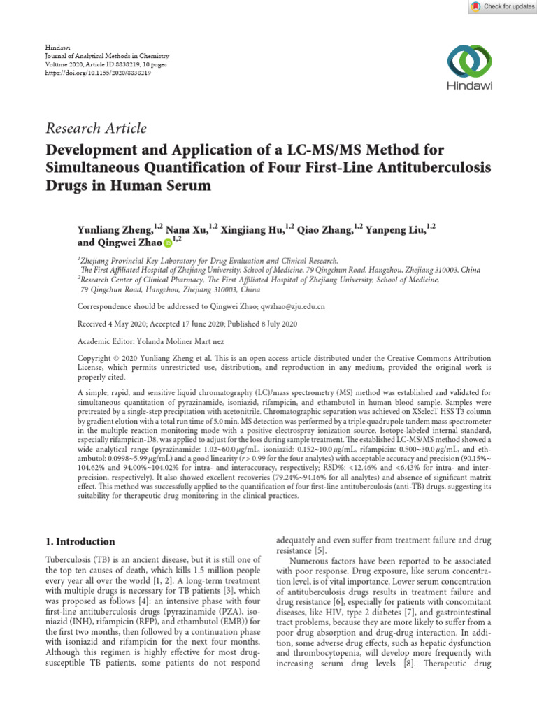 Journal of Analytical Methods in Chemistry - 2020 - Zheng - Development and Application of a LC ...