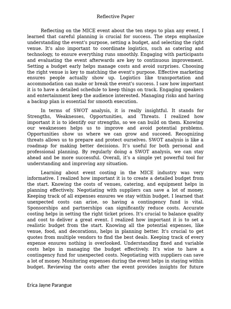 Reflective Paper | PDF