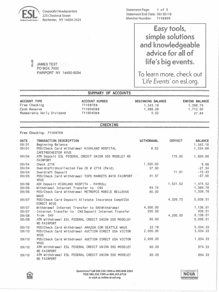 Bank Statements - Credit Union Sample4 | PDF