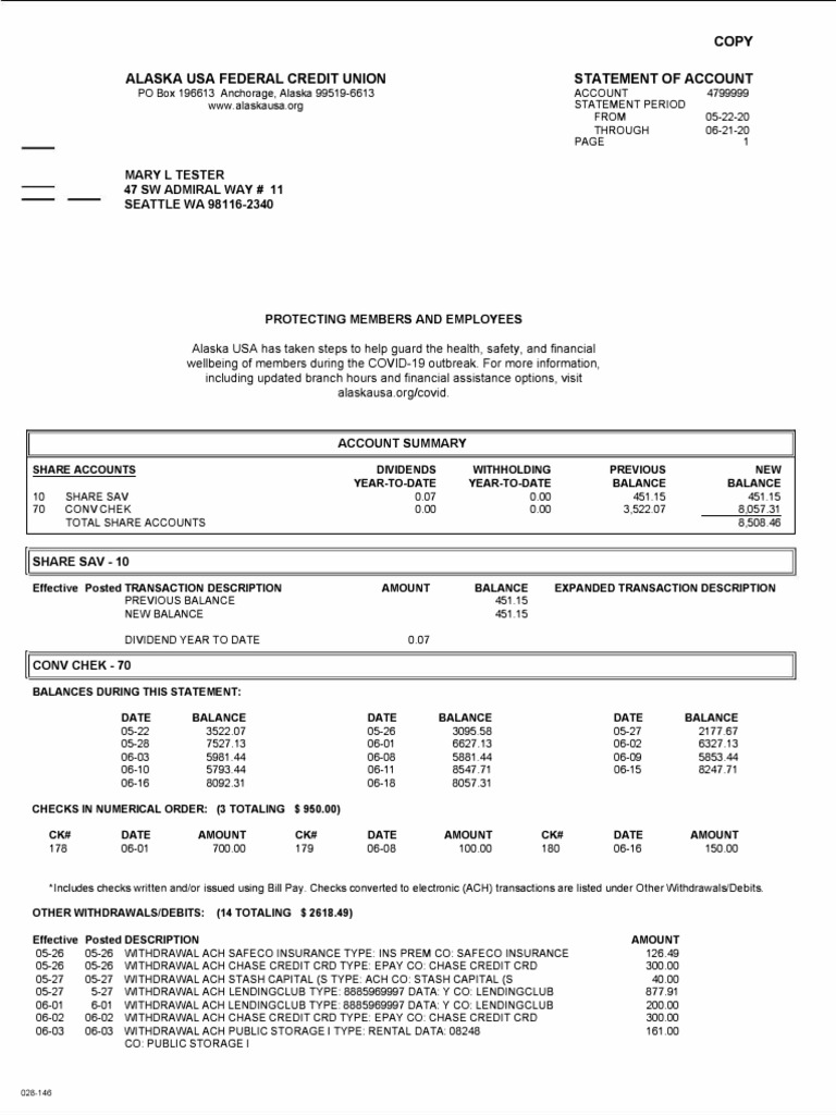Alaska CU - Sample 1 | PDF