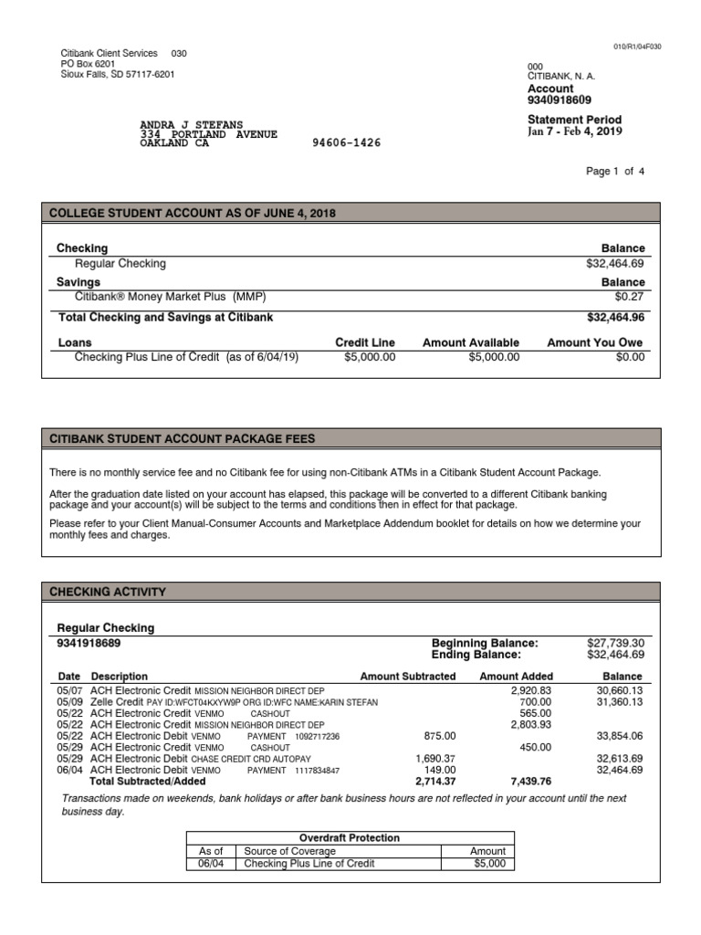 Citi Statement - Single - 1 | PDF