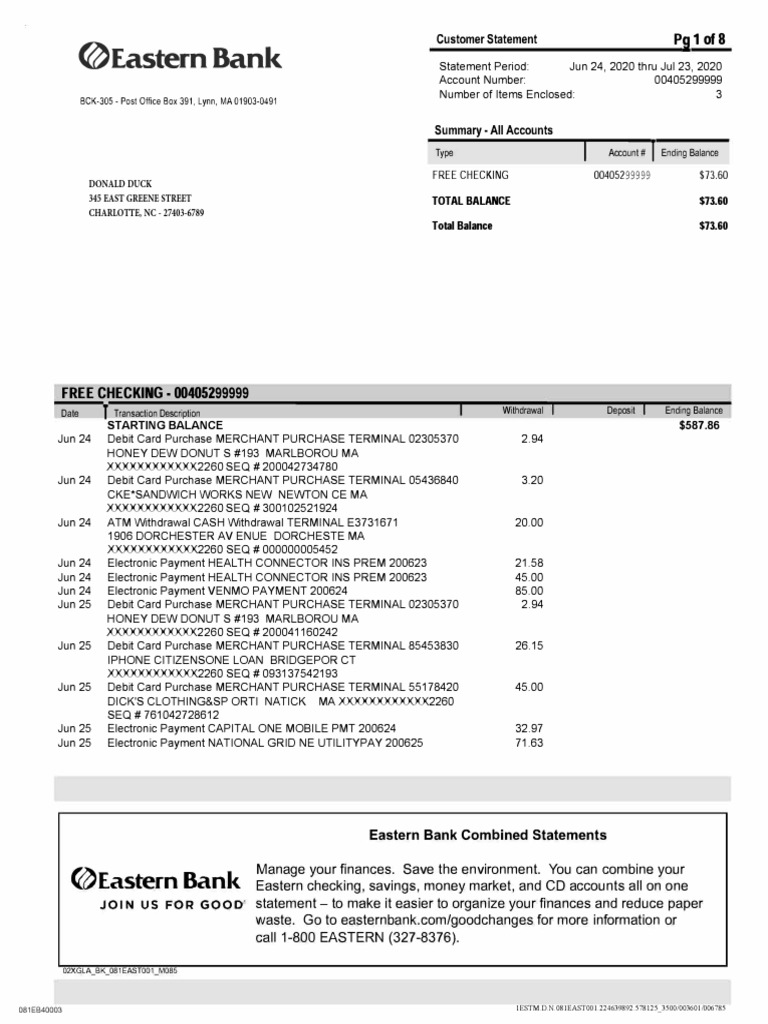 Eastern Bank - Sample 1 | PDF