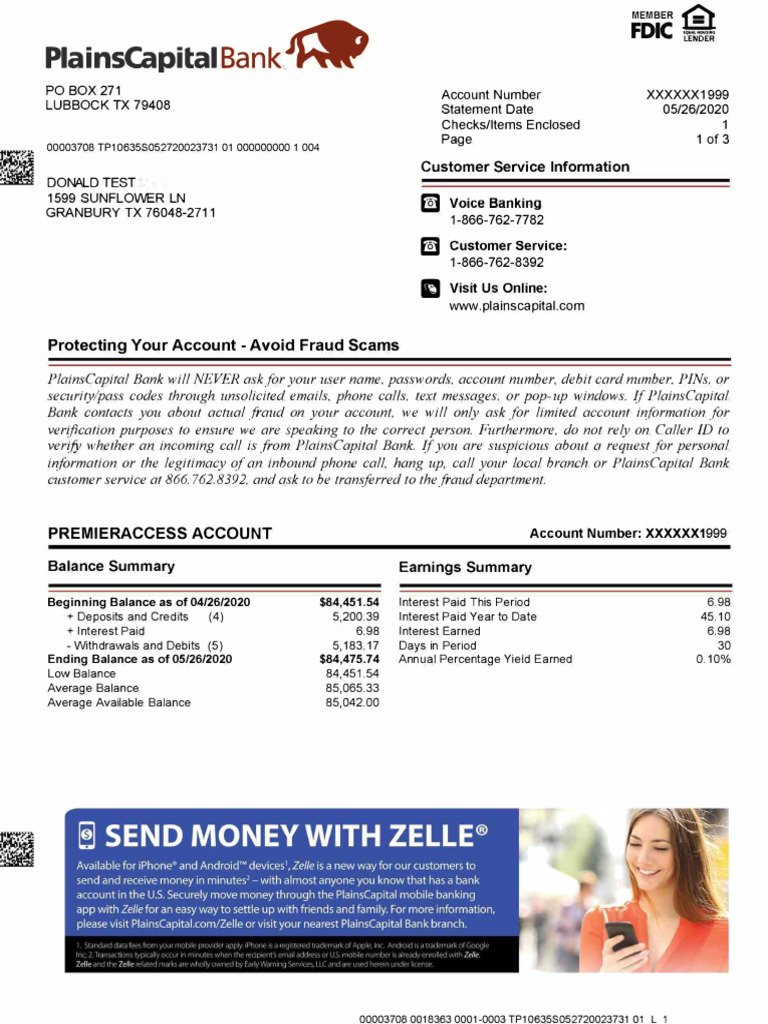 Plains Capital Bank - Sample 2 | PDF