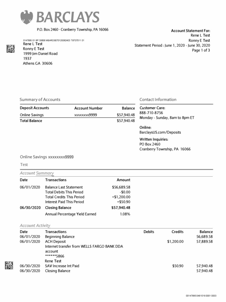 Barclays - Sample 1 | PDF