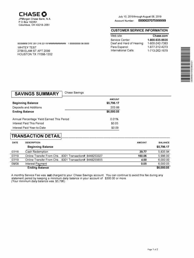 Chase - Sample 8 | PDF