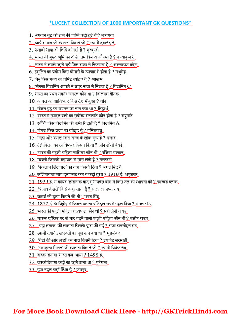 Lucent Collection of 1000 Important | PDF