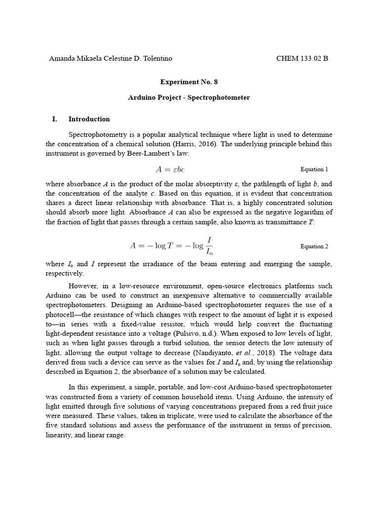 Arduino_Based_Spectrophotometer_Project | PDF