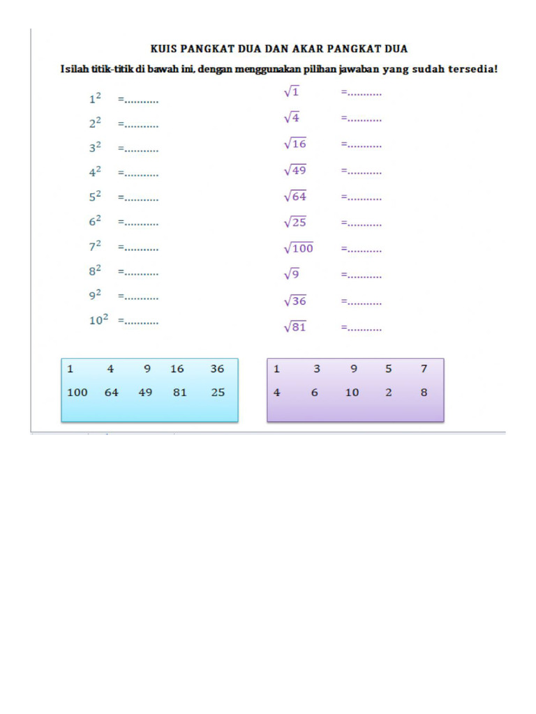 LM 3 Akar Dan Pangkat Dua | PDF