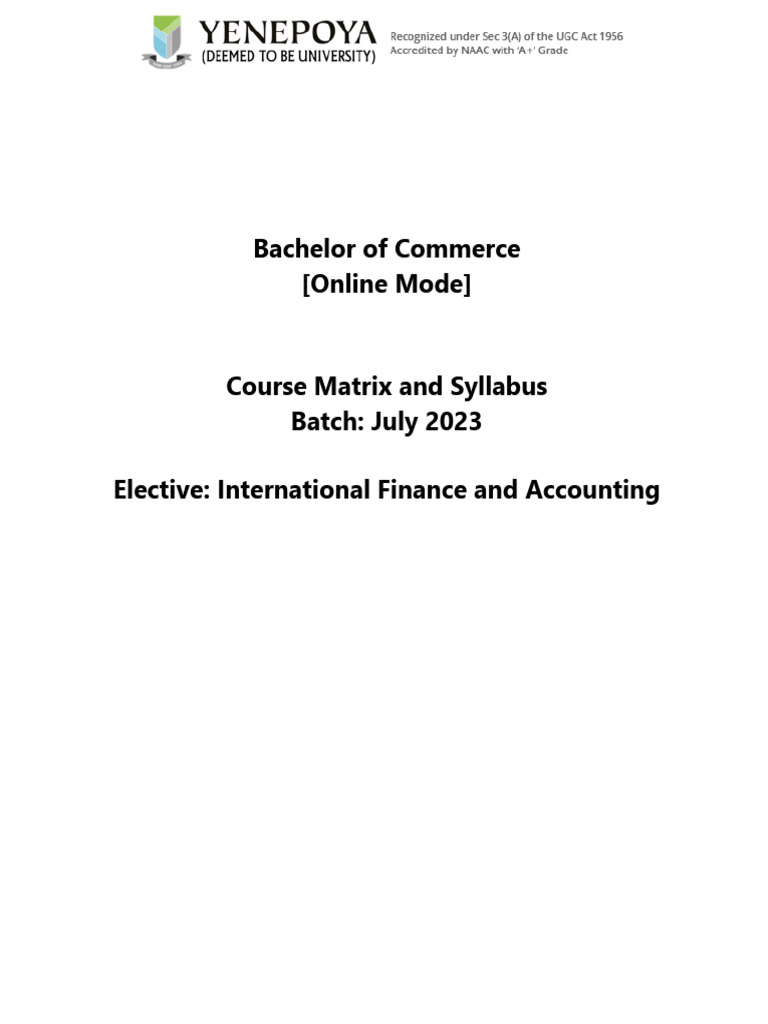 YO - July 2023 - BCom - Course Matrix - Syllabus - SEM III ...