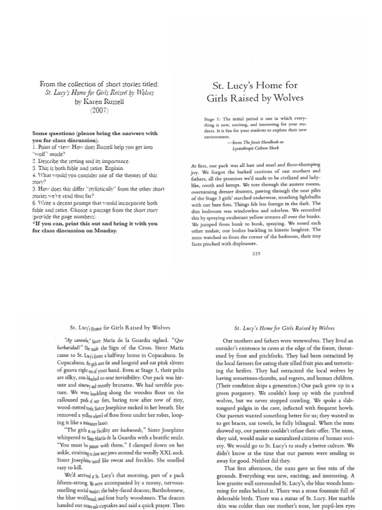 St. Lucys Wolves Short Story Text | PDF