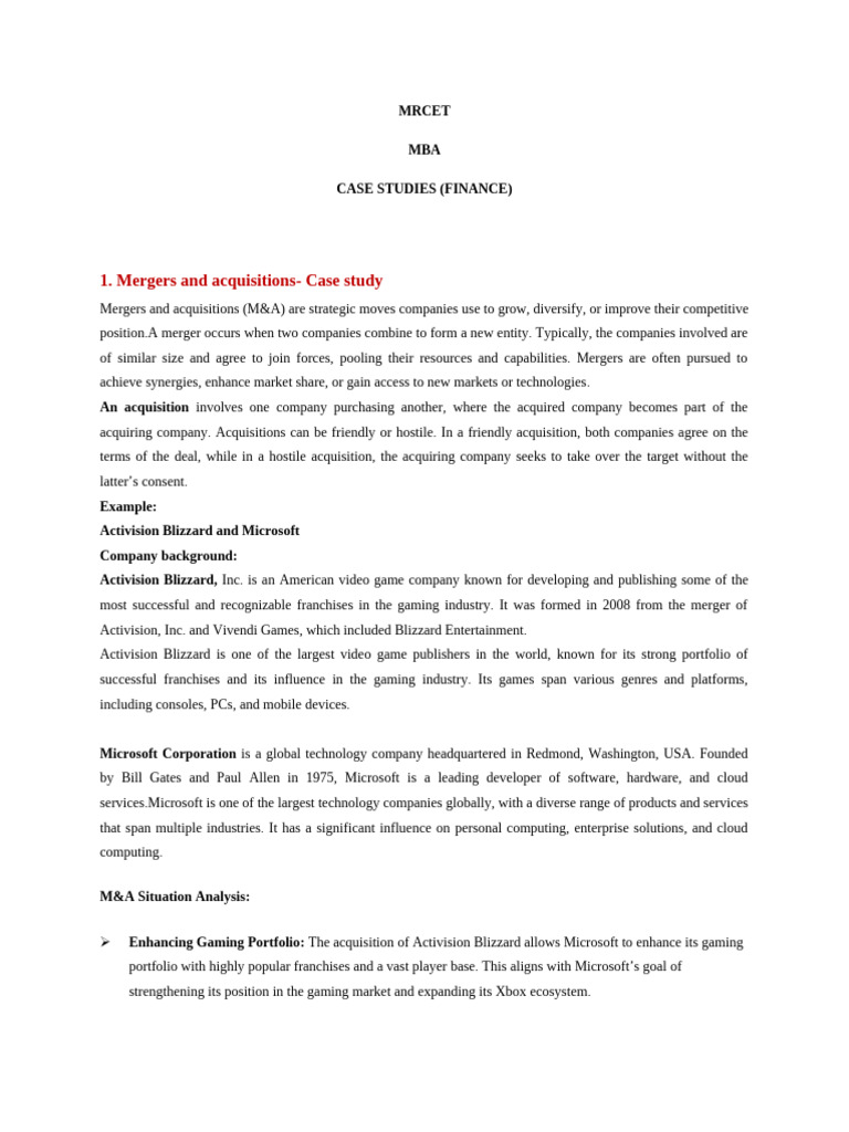 Case Study - Finance - Dr.g.kanakadurga | PDF