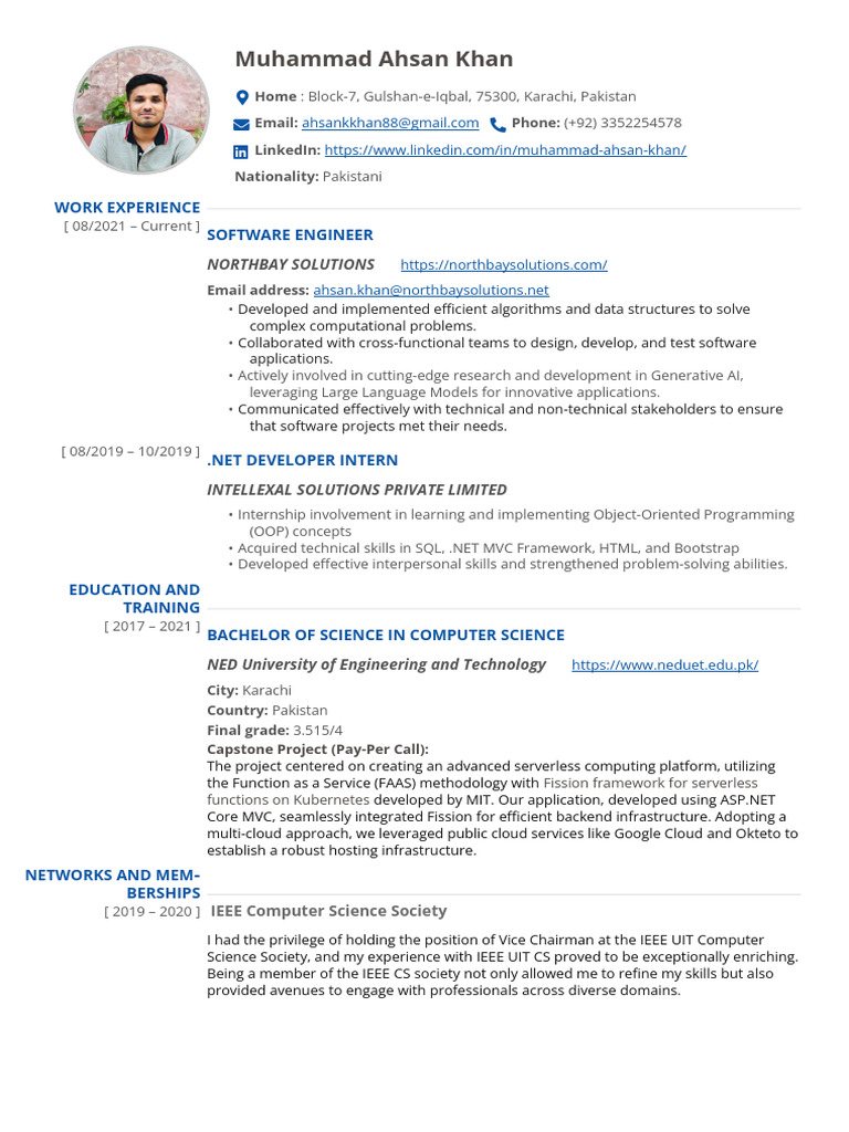 CV Khan MuhammadAhsan | PDF