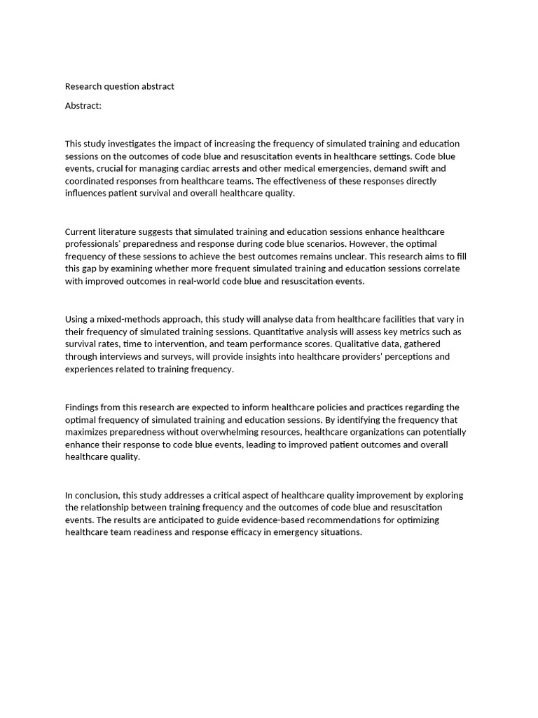 Research Question Abstract | PDF