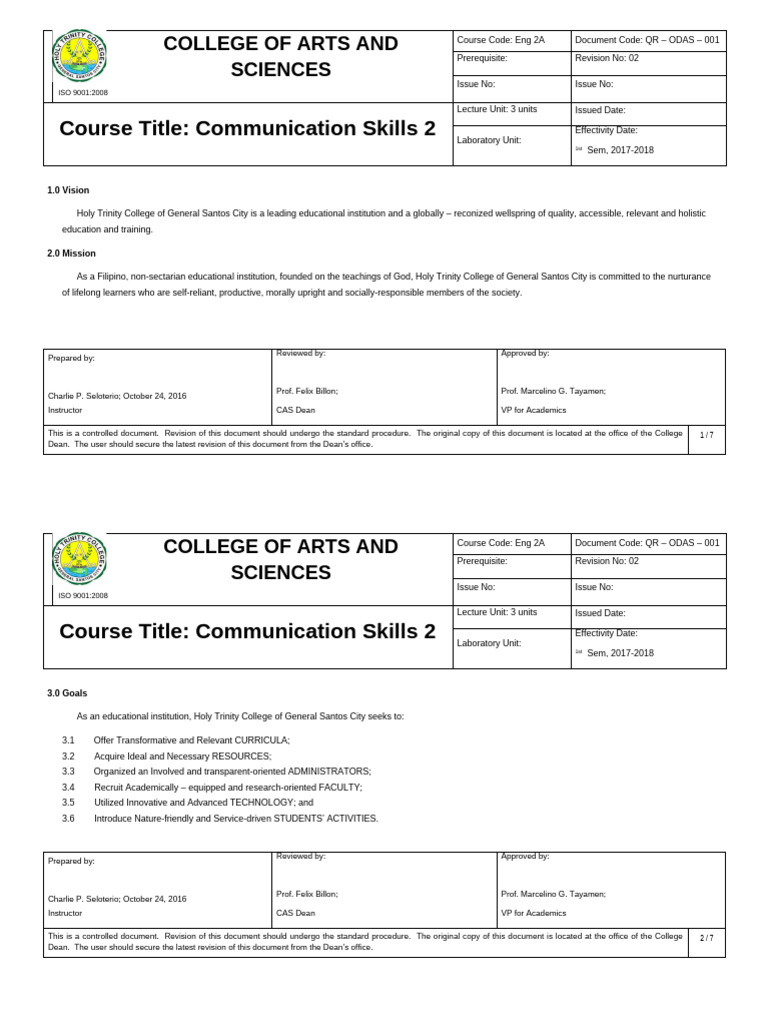 Eng 2A Communication Skills 2 | PDF