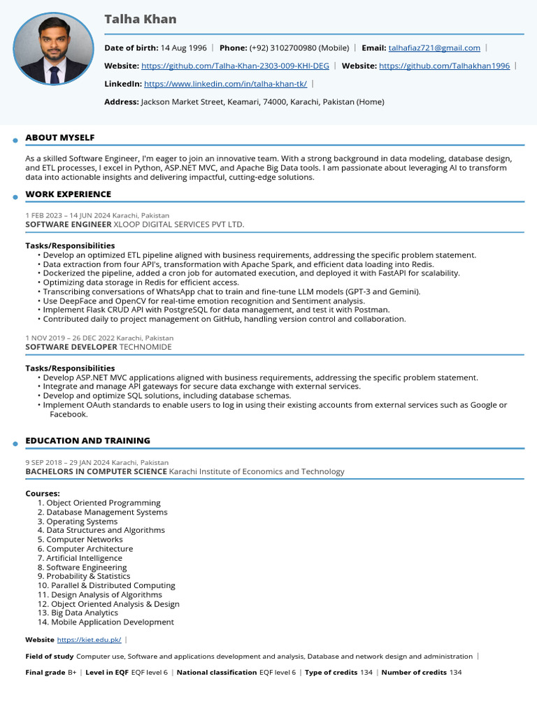 Talha Khan CV | PDF