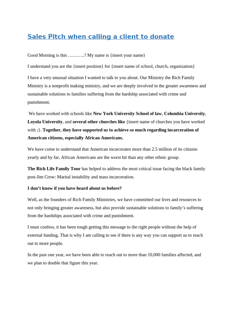 Sponsorship Script | PDF