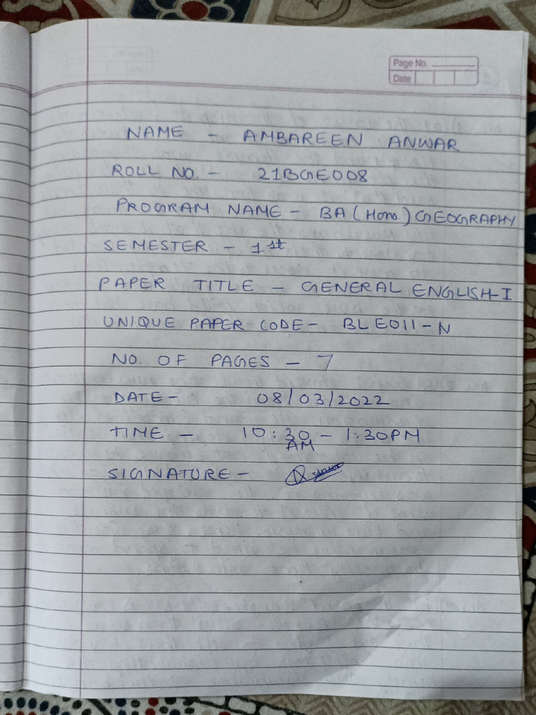 21bge008, Ambareen Anwar, General English | PDF