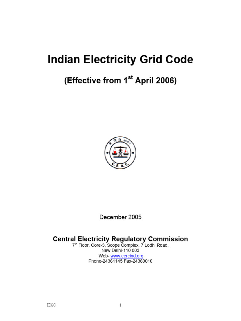 IEGC - Grid Code 2006 | PDF