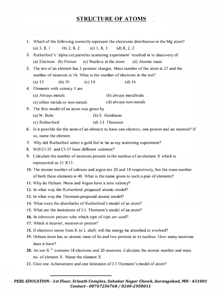 Question Bank Structure of Atom | PDF