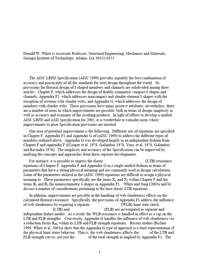 Improved Flexural Design Provisions For I Shaped Members and Channels | PDF