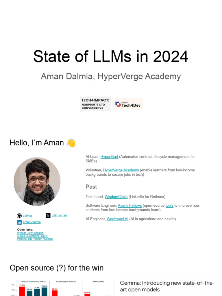 State of LLMs in 2024 - CTO Convergence (Project Tech4Dev) | PDF