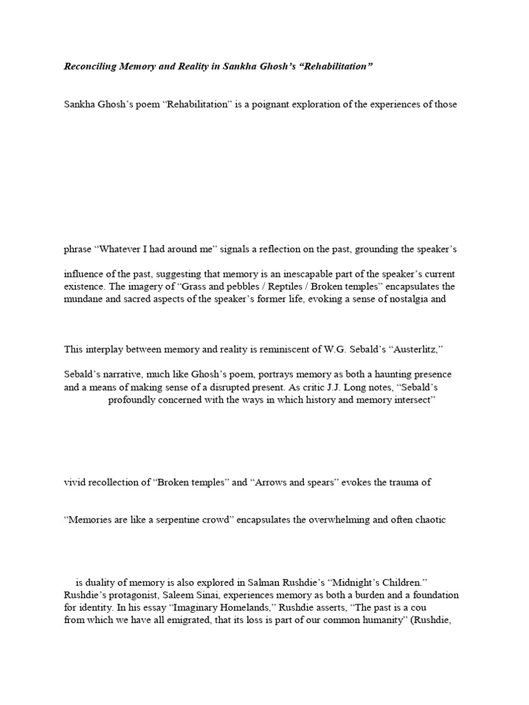 Reconciling Memory and Reality in Sankha Ghosh | PDF