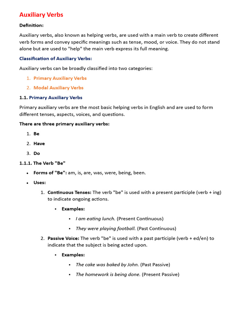 Auxiliary Verbs | PDF