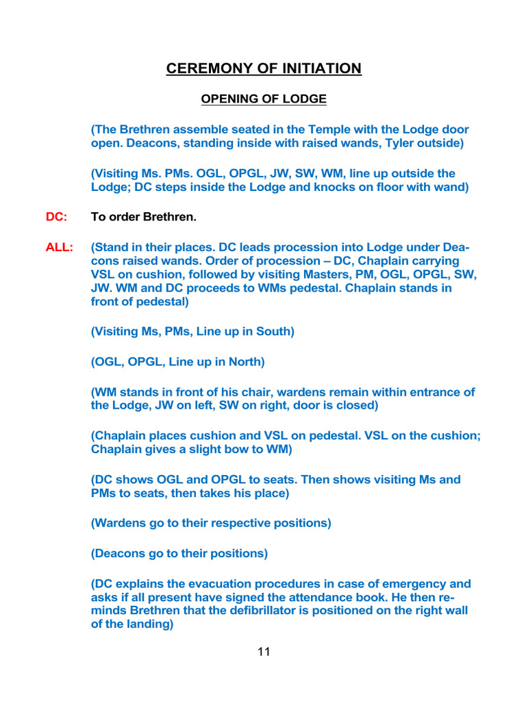 Ceremony of Initiation KG | PDF