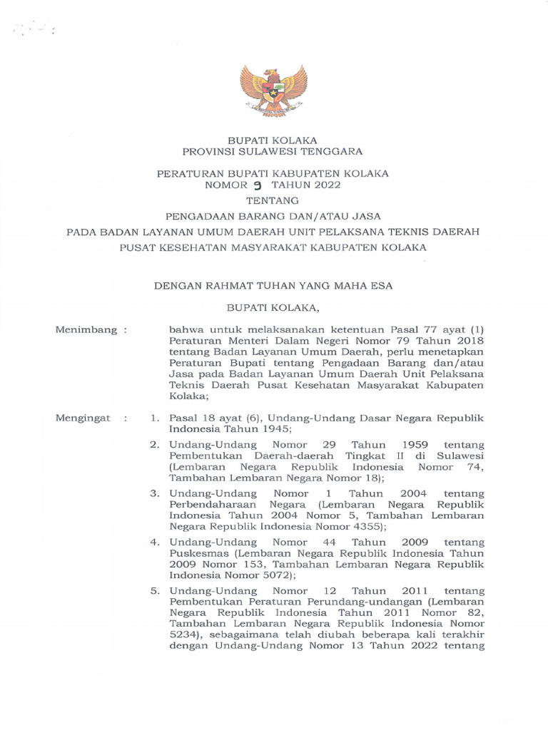 Perbup Kolaka No. 9 Tahun 2023 | PDF