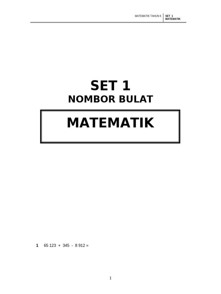 Set 1 - Nombor Bulat | PDF