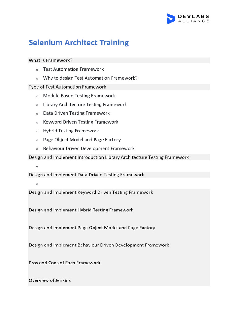 Selenium Architect Training-brochure | PDF