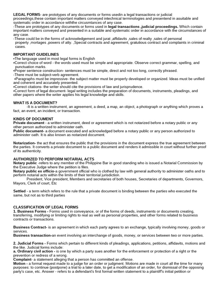 LEGAL FORMS Prelims | PDF