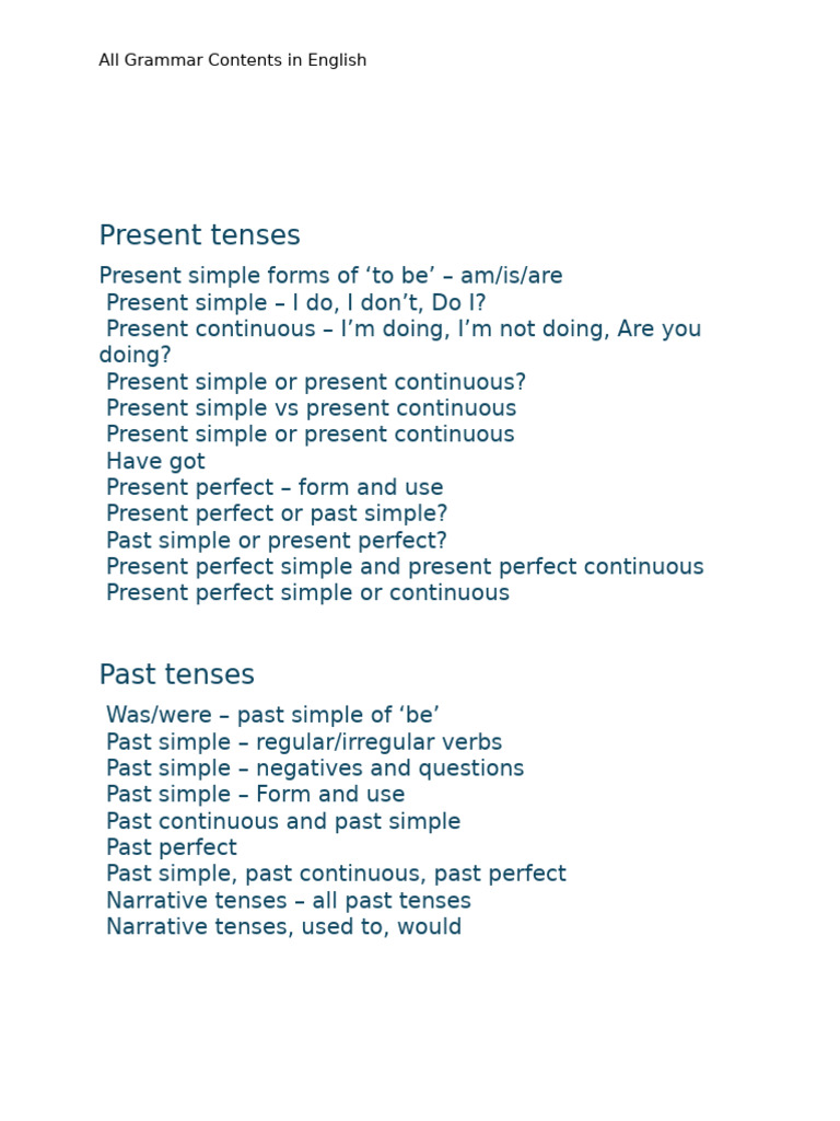 English Content List | PDF