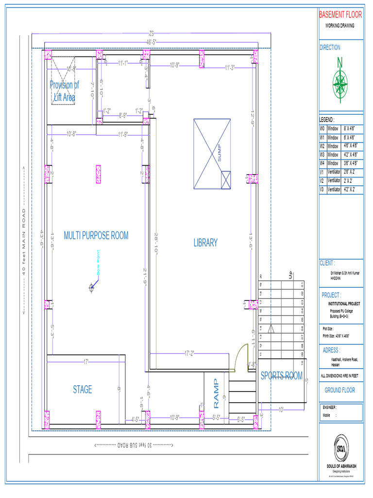 Working Drawing - Vedanth PU College, Hassan | PDF