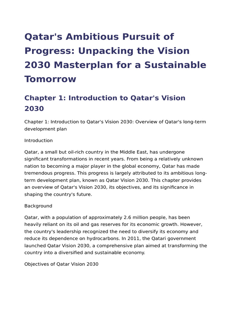 Qatar's Ambitious Pursuit of Progress - Unpacking The Vision 2030 ...