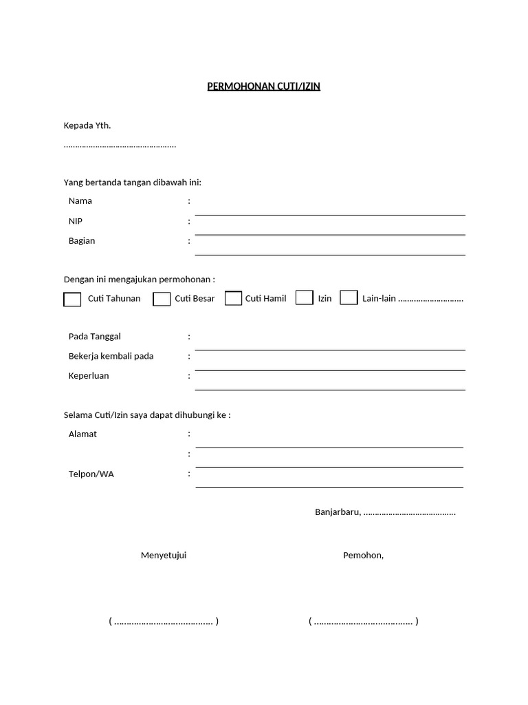 Formulir Permohonan Cuti | PDF