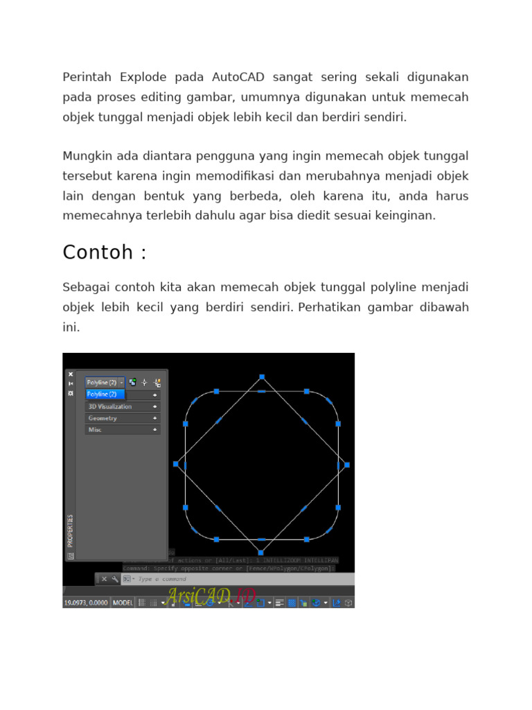 Memecah Objek Tunggal Dengan Perintah Explode Di AutoCAD | PDF