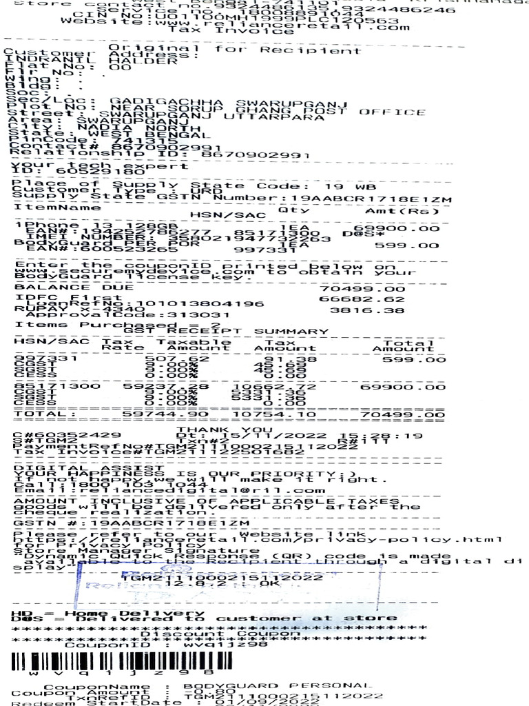 Iphone 13 Bill | PDF