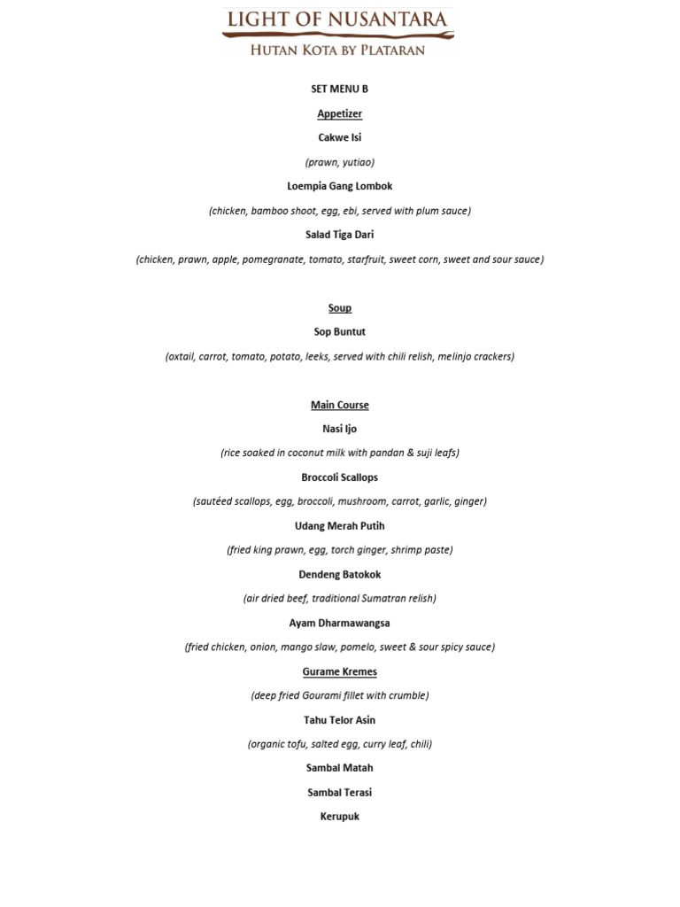 Set Menu B | PDF