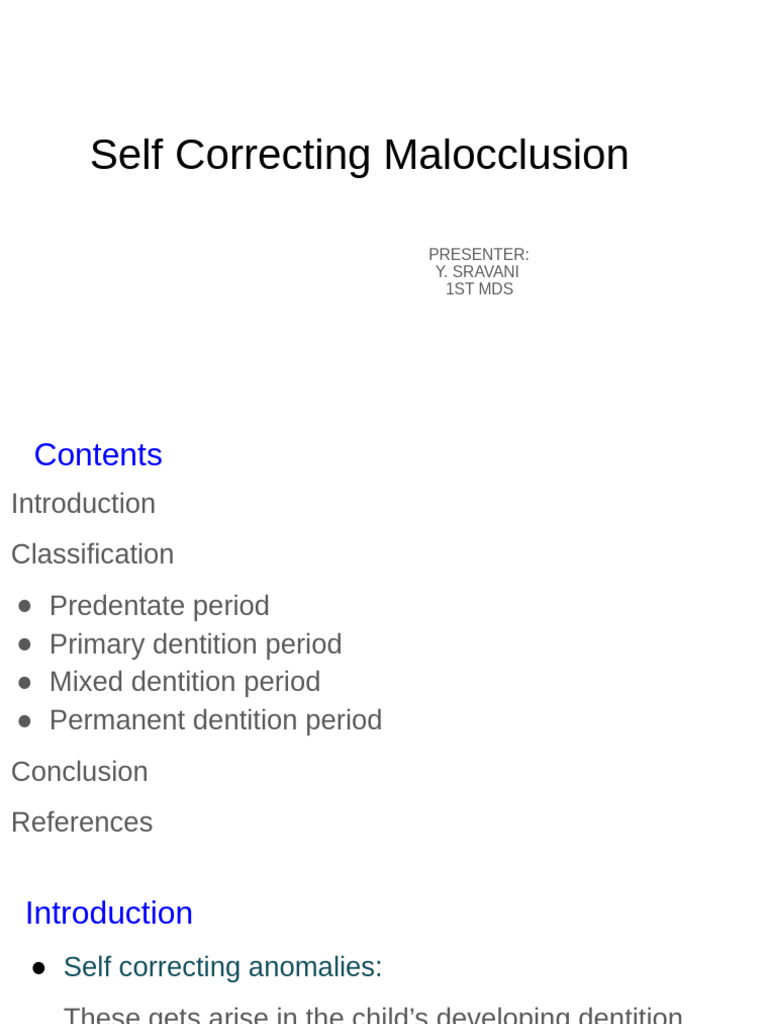 Self Correcting Malocclusion | PDF