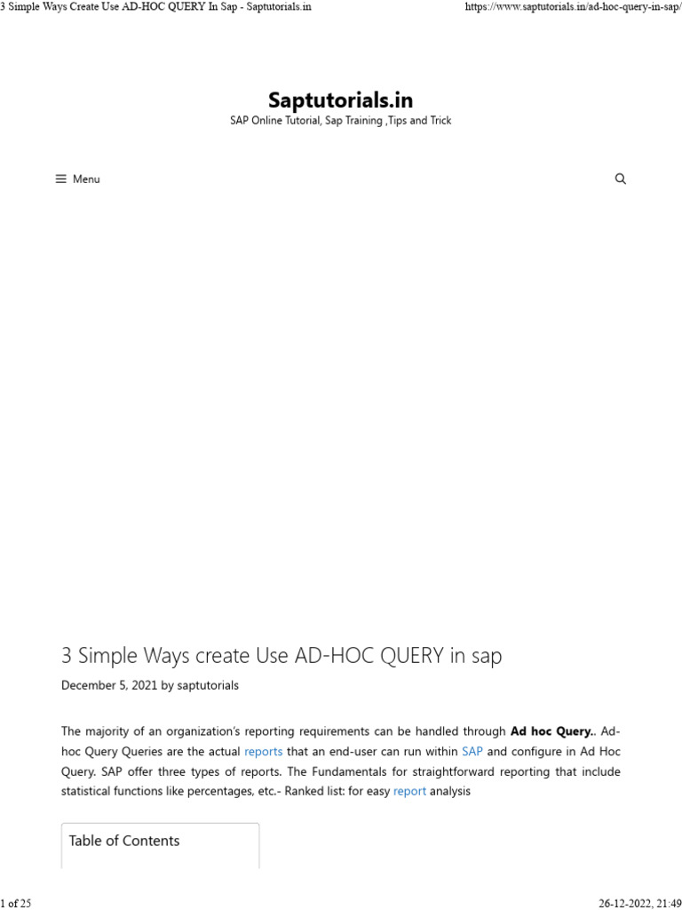 3 Simple Ways Create Use AD-HOC QUERY | PDF