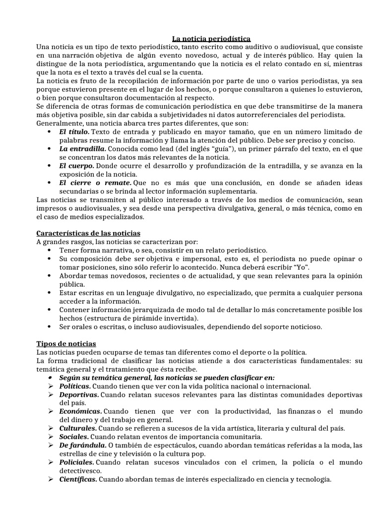 La Noticia Periodística | PDF | Información
