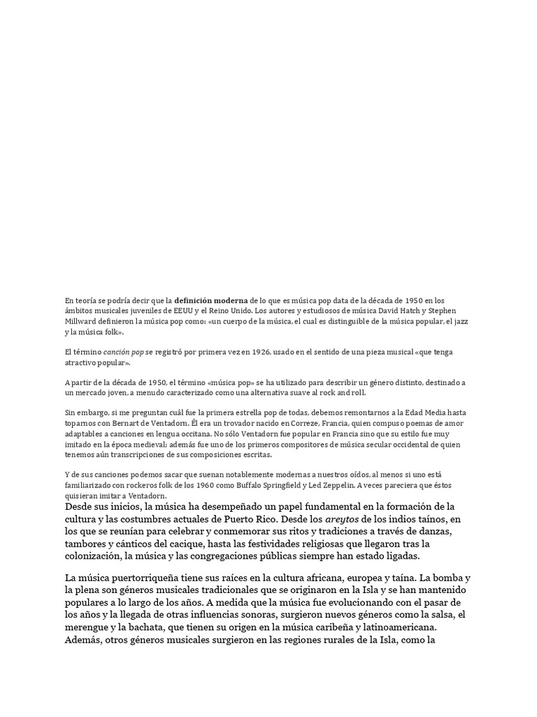 El Pop Se Caracteriza Por Sus Melodías Pegadizas | PDF