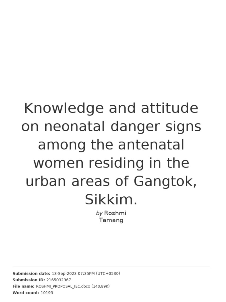 Awareness of Neonatal Danger Signs | PDF