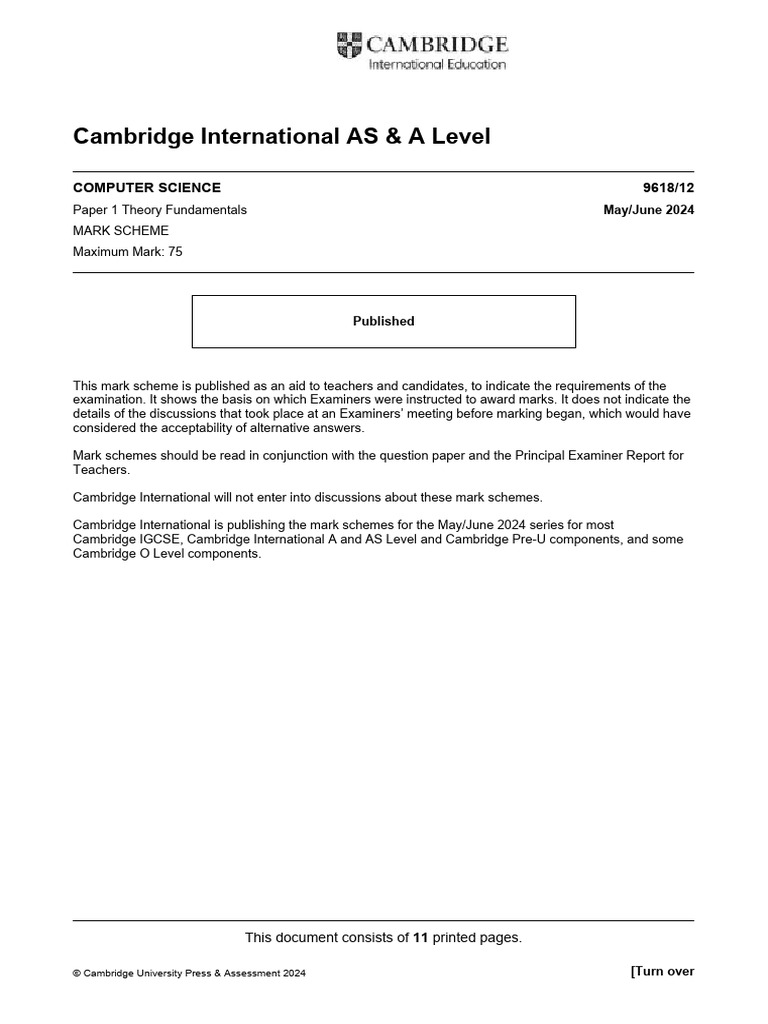 Cambridge International AS & A Level: Computer Science 9618/12 | PDF | Routing | Computer Network