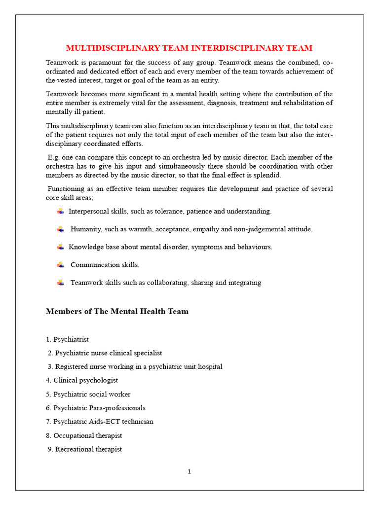 Multidisciplinary Team Interdisciplinary Team & Expanded & Extended ...